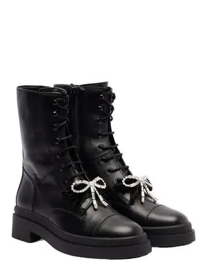 JIMMY CHOO Averi Bow-detail Leather Boots - Black
