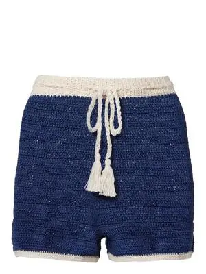 Anna Kosturova Crochet Cotton Shorts - Blue
