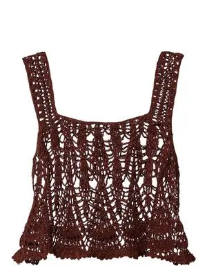 Anna Kosturova Crochet Cotton Crop Top - Brown