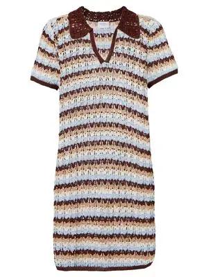 Anna Kosturova Crochet Cotton Polo Dress - Brown