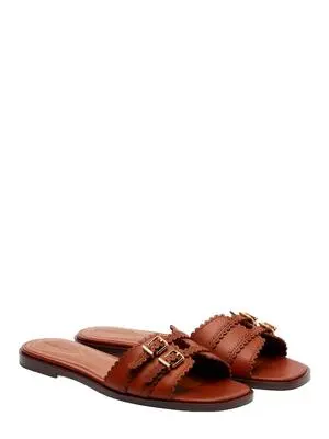 Zimmermann Goldie Leather Slides - Brown