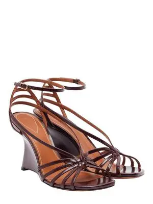 Zimmermann Aura 85 Patent Leather Wedge Sandals - Burgundy