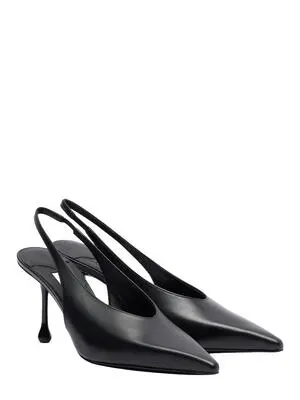 JIMMY CHOO Isa 80 Leather Slingback Pumps - Black
