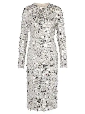 Dolce & Gabbana Sequined Midi Dress - Silver