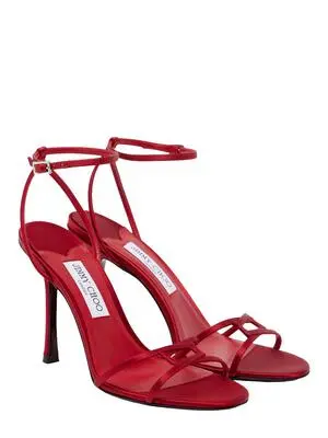 JIMMY CHOO Leo 100 Satin Sandals - Red
