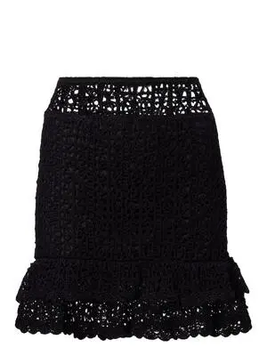 Anna Kosturova Brigette Crochet Cotton Miniskirt - Black