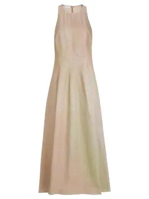 Brunello Cucinelli Maxi Sparkling-twill Dress - Neutrals