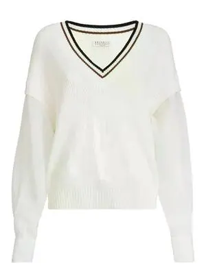 Brunello Cucinelli Organza-sleeves Sweater - White