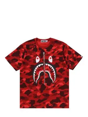 A BATHING APE Color Camo Shark Tee - Red