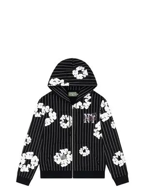 DENIM TEARS Pinstripe Wreath Zip Hoodie - Black