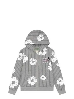 DENIM TEARS Pinstripe Wreath Zip Hoodie - Grey