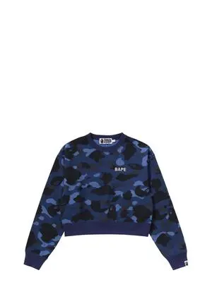 A BATHING APE Color Camo Cropped Crewneck Sweatshirt - Blue