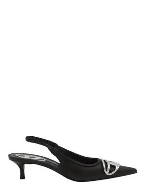 DIESEL® Slingback Pumps With Silver-tone Detailing - Black