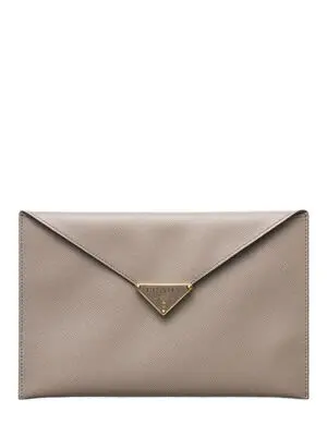 Prada Saffiano Leather Envelope Clutch - Clay Grey