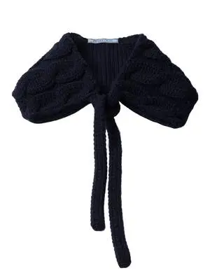 Prada Cable-Knit Wool Collar Navy