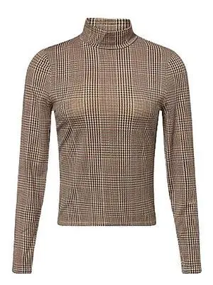Veronica Beard Nate High-neck Stretch-woven Top - Dark Acorn Multi