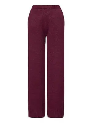 THE COUTURE CLUB Emblem Wide-leg Knitted Jogging Bottoms - Plum
