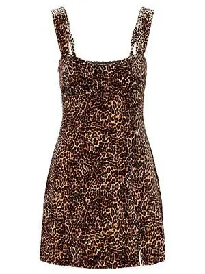 Good American Velvet Animal Print Mini Dress - Lucky Leopard Small