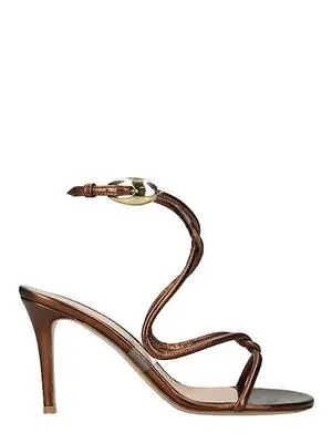 GIANVITO ROSSI Mamba 85 Leather Heeled Sandals - Brown