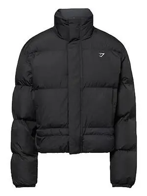 GYMSHARK Logo-print Padded Shell-down Jacket - Gs Black