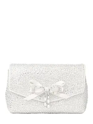 JIMMY CHOO Satin Clutch Bag With Bow - Ivory/silver