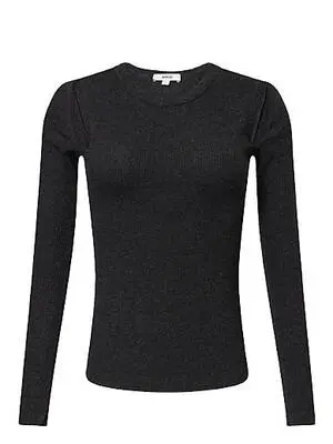 AGOLDE Rib-knit T-shirt With Cut-out Detail - Katniss (black Heather)