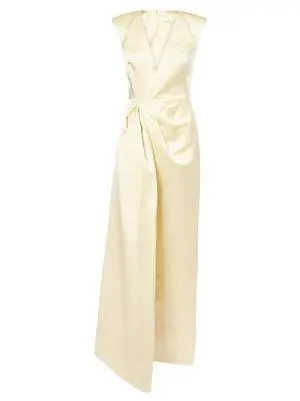 Givenchy Draped Sleeveless Silk Maxi Dress - Butter