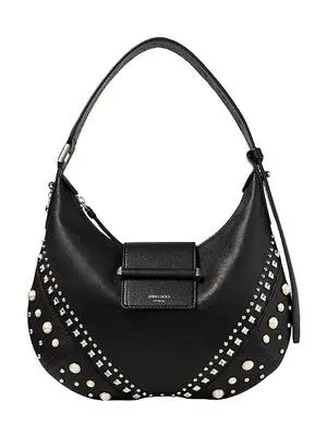 JIMMY CHOO Small Leather Shoulder Bag - Black/ivory/antique