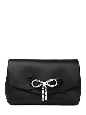 JIMMY CHOO Satin Clutch Bag With Bow Detail - Black/silver