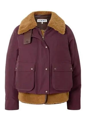 Loewe Shearling-lined Padded Cotton-blend Jacket - Burgundy