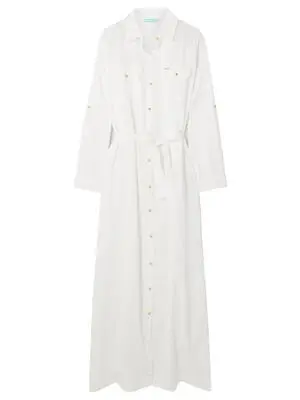 Melissa Odabash Darcy Belted Maxi Shirt Dress - White