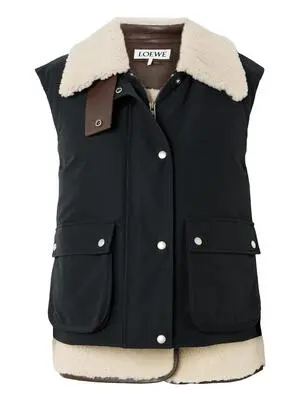 Loewe Shearling-lined Cotton-blend Gilet - Black
