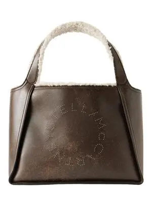 STELLA MCCARTNEY Embroidered Fleece-Trimmed Tote
