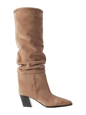 JIMMY CHOO Hart Stitch 60 Suede Knee Boots Tan