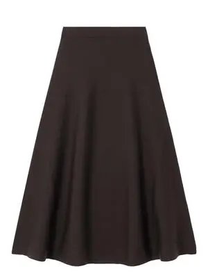 Gabriela Hearst Wool, Silk And Cashmere-blend Midi Skirt - Chocolate