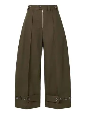 Christopher John Rogers Cotton-Twill Wide-Leg Pants Dark Brown