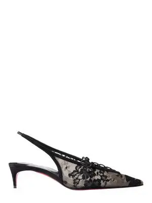 CHRISTIAN LOUBOUTIN Km 45 Lace Slingback Pumps - Black