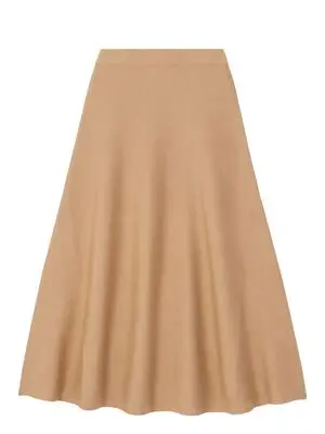 Gabriela Hearst Freddie Wool, Silk, And Cashmere-Blend Midi Skirt Camel