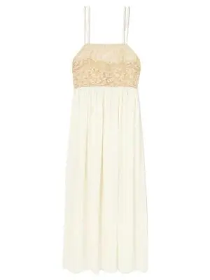 BODE Trousseau Lace And Silk-jacquard Maxi Dress - Neutrals
