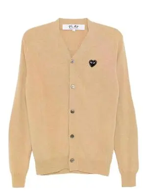 Play Comme Des Garcon Heart Appliqué Cardigan - Neutrals