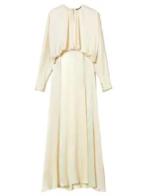 TWINSET Gathered Bodice Satin Maxi Dress - Neutrals
