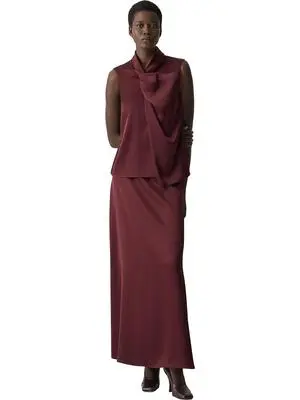Theory A-line Maxi Skirt In Double Satin - Dark Wine