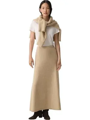 Theory Knit Pull-on Astor Wool Skirt - Beige