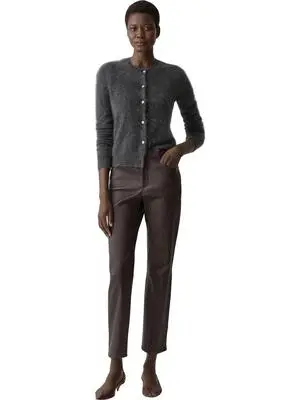 Theory 5-pocket Leather Pant - Plum Brown