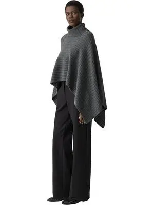 Theory Ribbed Astor Wool Poncho - Charcoal