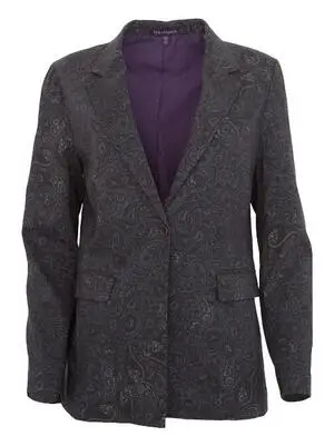 LORDS OF HARLECH Jane Stretch Tencel Tailored Blazer - Montgat Paisley Black