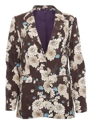 LORDS OF HARLECH Jane Stretch Tencel Tailored Blazer - Serious Floral Black