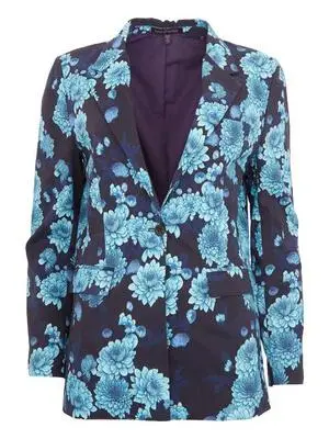 LORDS OF HARLECH Jane Stretch Tencel Tailored Blazer - Serious Floral Navy