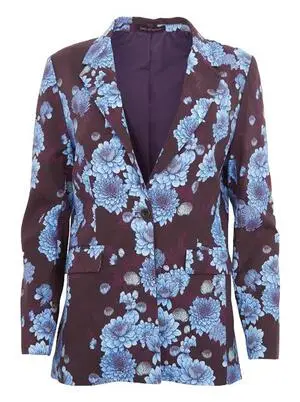 LORDS OF HARLECH Jane Stretch Tencel Tailored Blazer - Serious Floral Plum