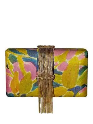 SIMITRI Printed Fringe Clutch - Muse